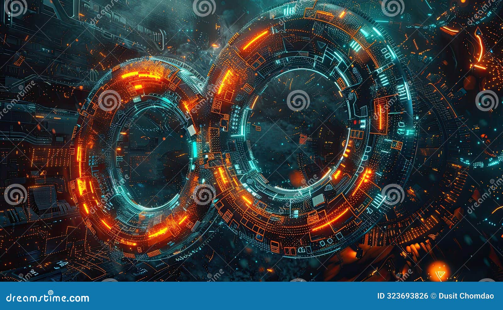 A Blue and Orange an Infinity Symbol Made of Interconnected Gears and ...