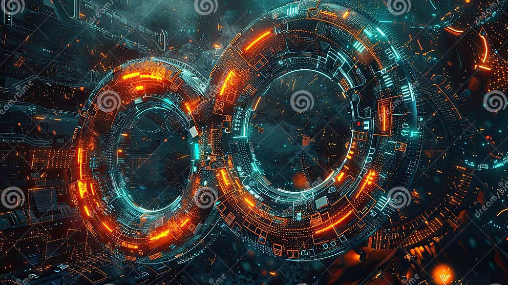 A Blue and Orange an Infinity Symbol Made of Interconnected Gears and ...