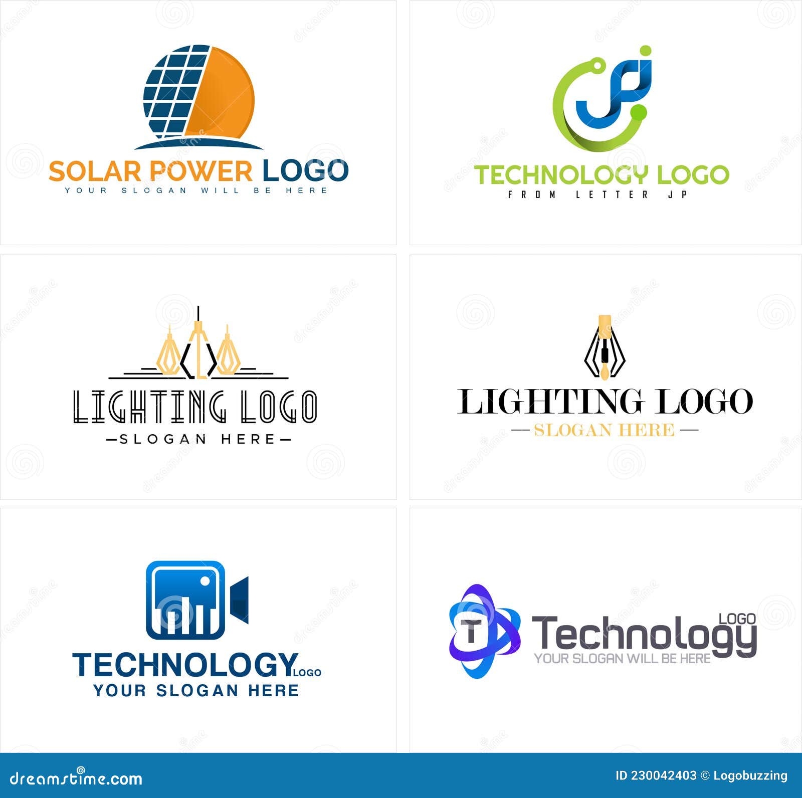 A Set of Technology Logo Design Stock Vector - Illustration of icon ...