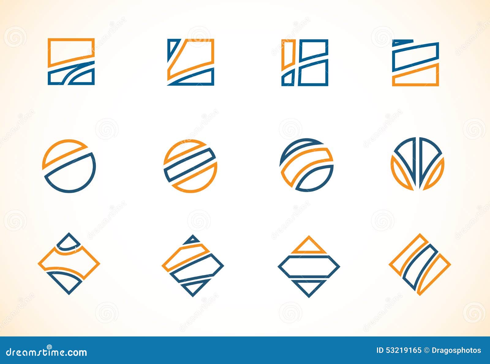 Blue Orange Logo Elements Icon Set Stock Vector - Illustration of ...