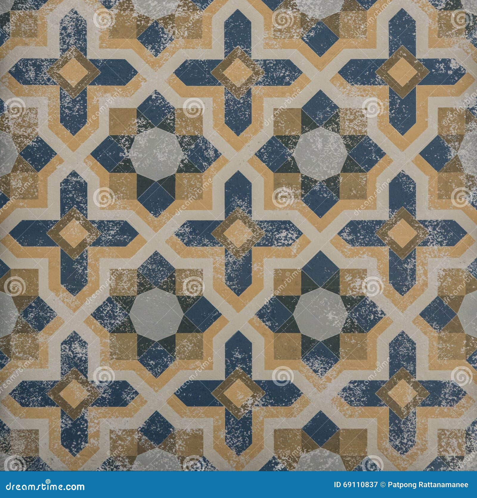 Blue and Orange Pattern Tile Stock Image - Image of seamless, floor ...