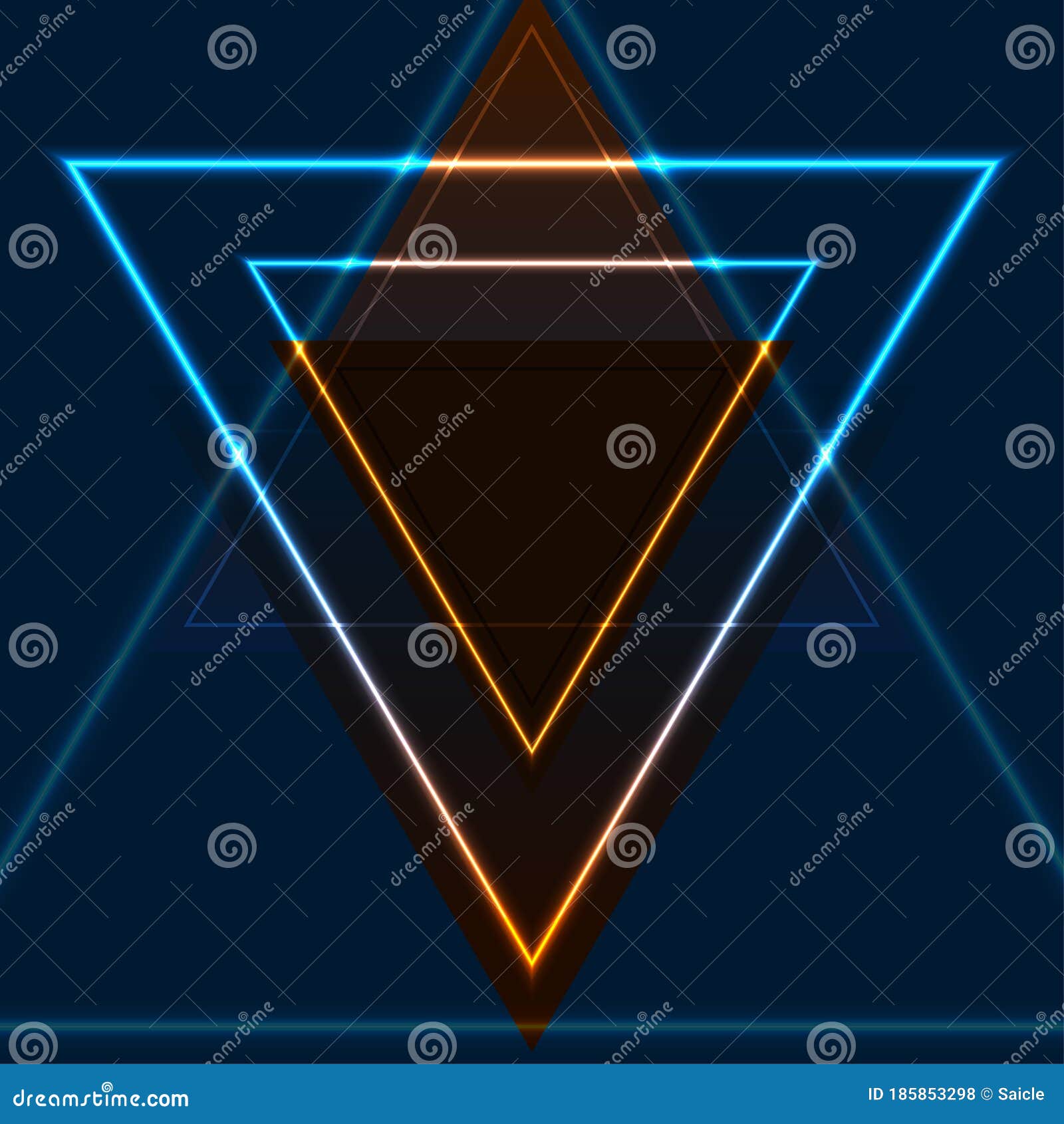 Blue Orange Retro Neon Laser Triangles Abstract Background Stock Vector ...