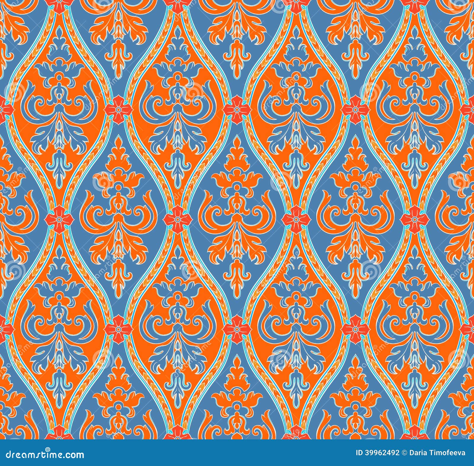 Blue and Orange Seamless Pattern Stock Vector - Illustration of contour ...