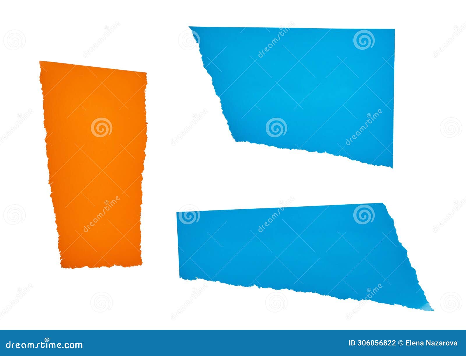 Blue and Orange Torn Paper Cut Out on White Background Stock Photo ...