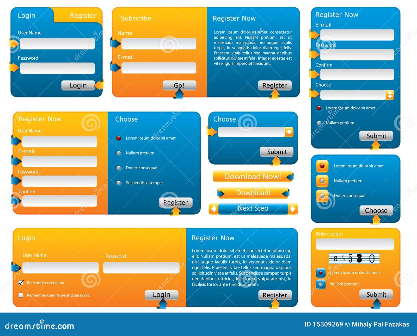 Blue And Orange Website Form Set Royalty Free Stock Images - Image ...