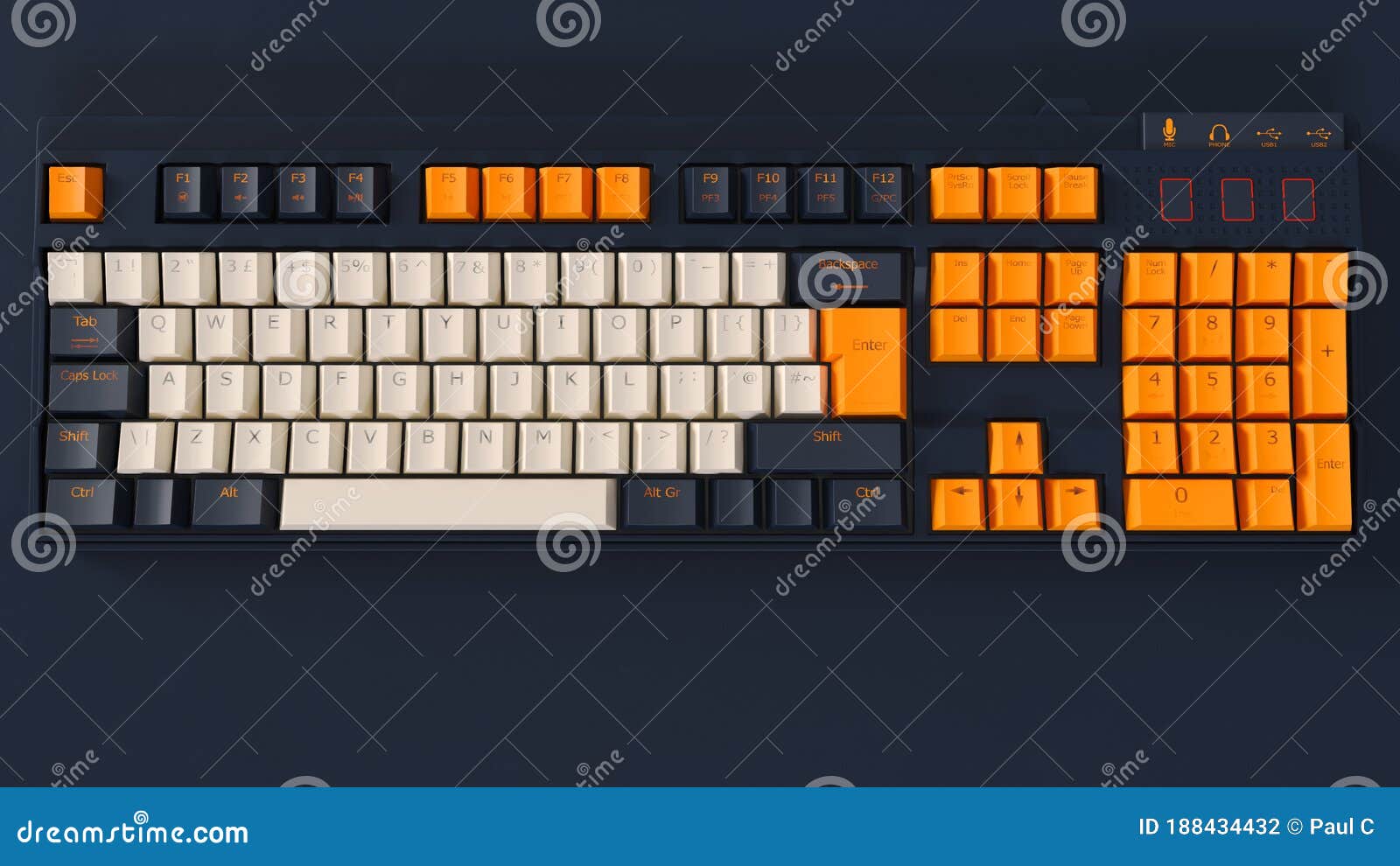 Blue Orange White Computer Keyboard Stock Illustration - Illustration ...