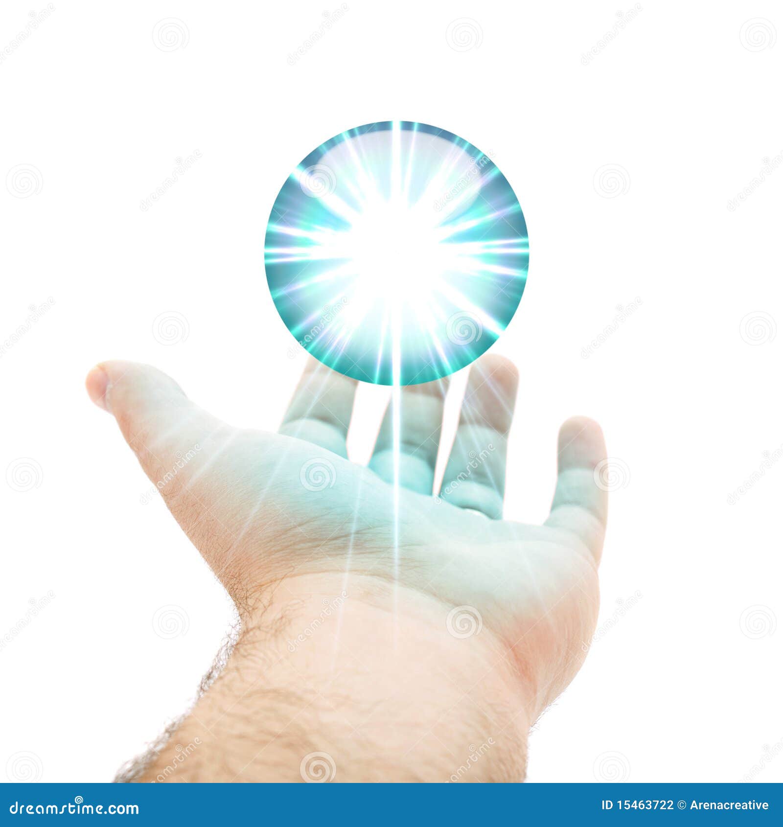Blue Orb Hand stock illustration. Illustration of palm - 15463722