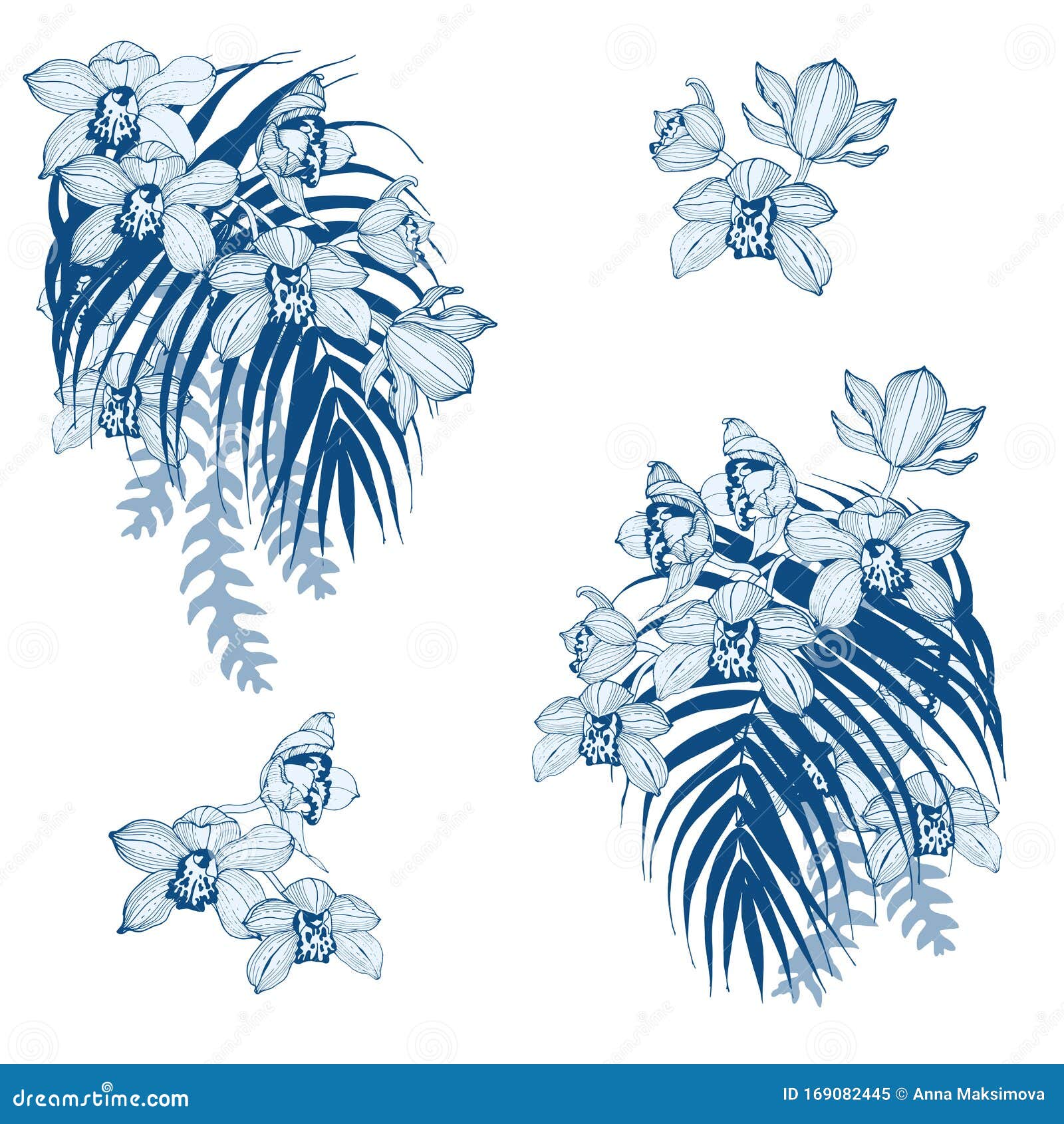 Blue Orchids Wedding Floral Border Royalty-Free Cartoon | CartoonDealer ...
