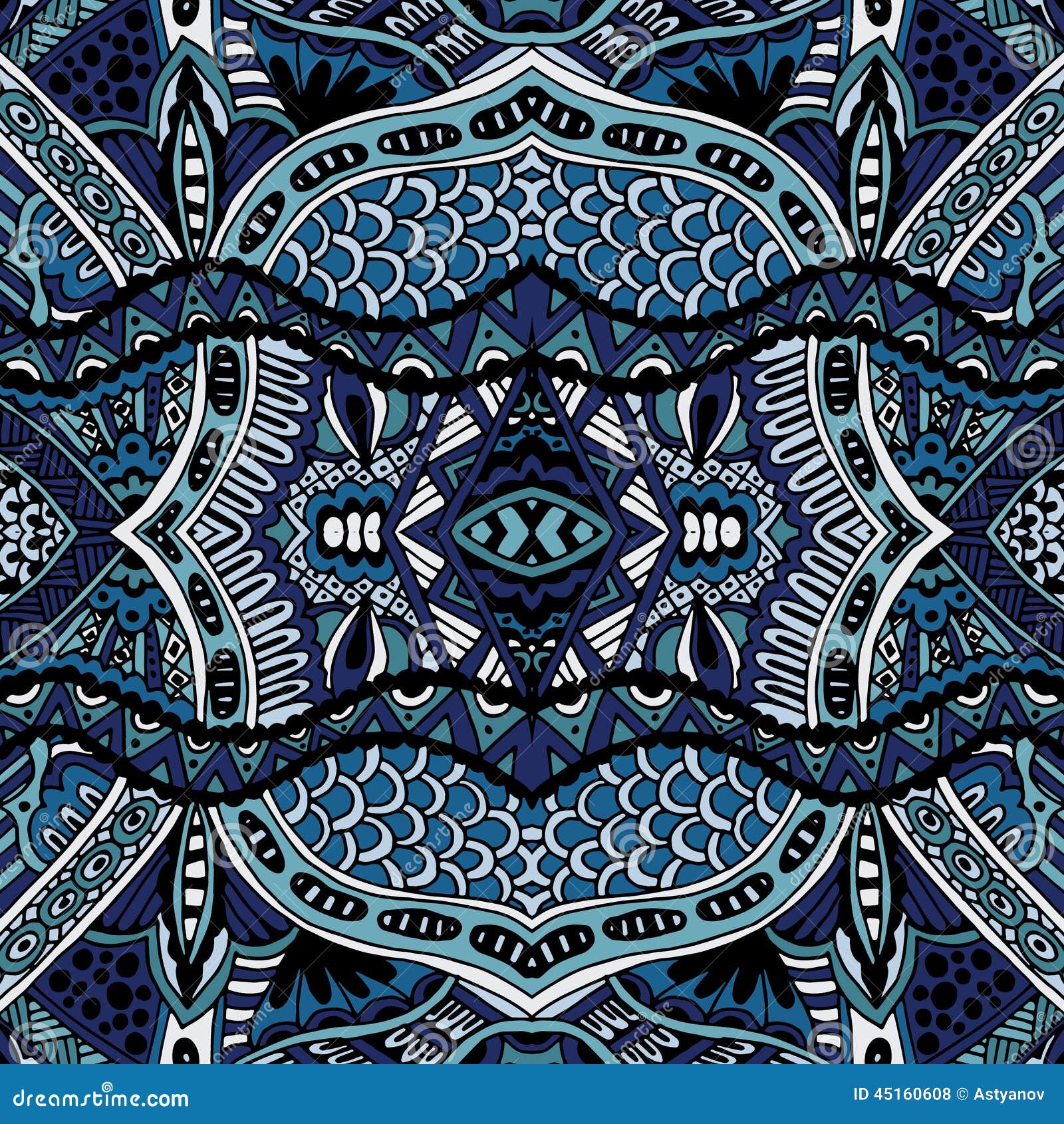 Blue Oriental Ethnic Seamless Pattern Design Stock Vector ...