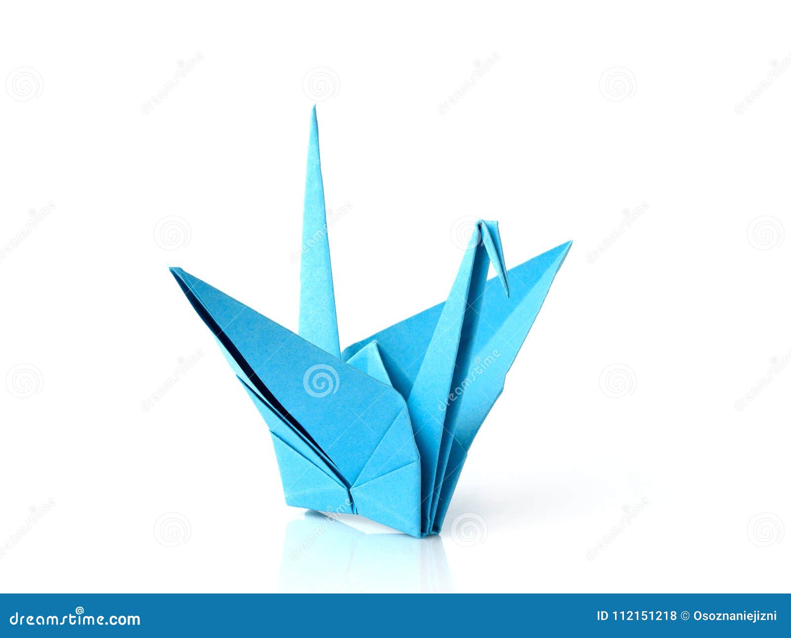 Blue Origami Crane Isolated. Stock Photo - Image of background, objects ...