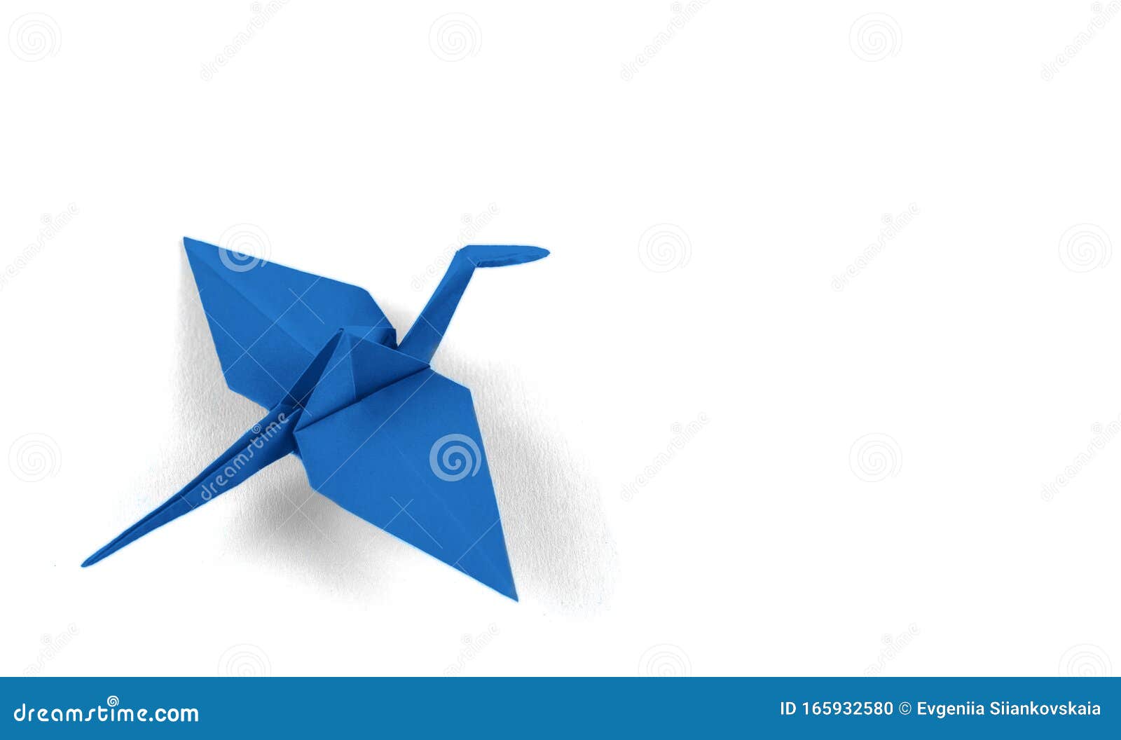 Blue Origami Crane on White Background. Stock Photo - Image of classic ...