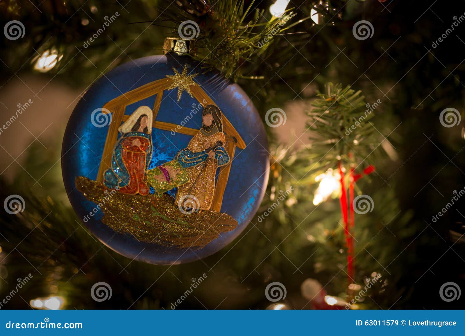 Blue Ornament with the Nativity Stock Image - Image of family ...