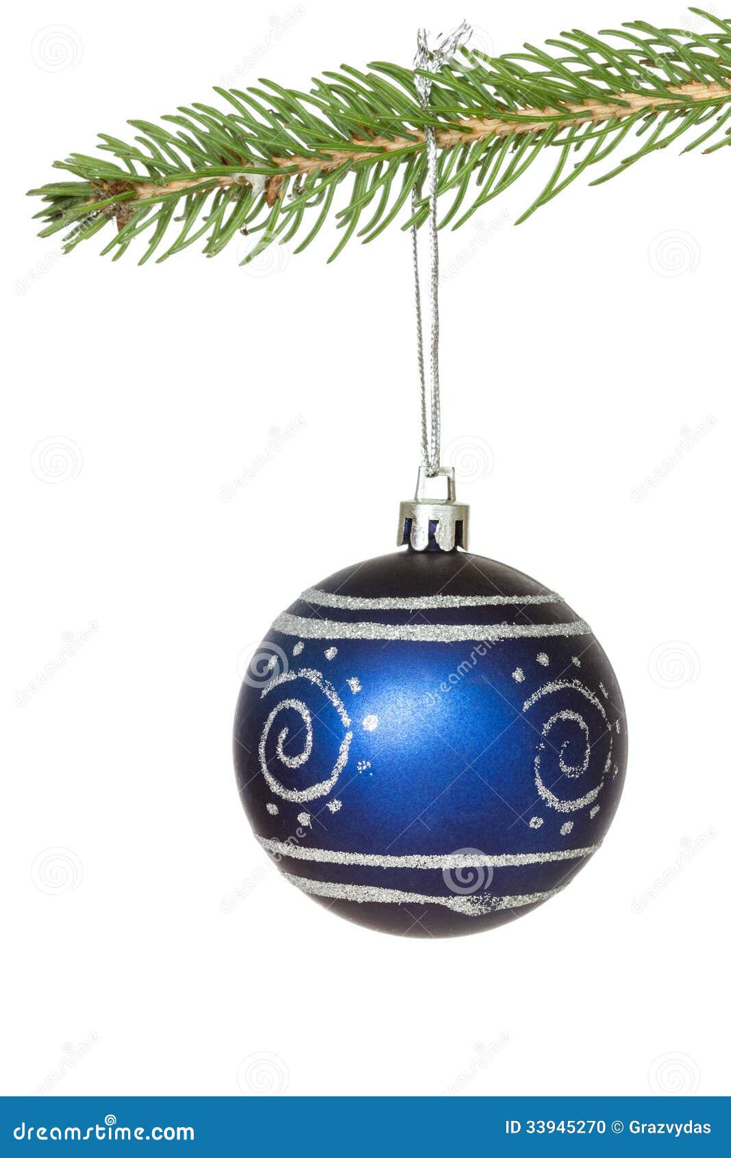 Blue Ornate Bauble Over White Background Stock Photo - Image of hang ...