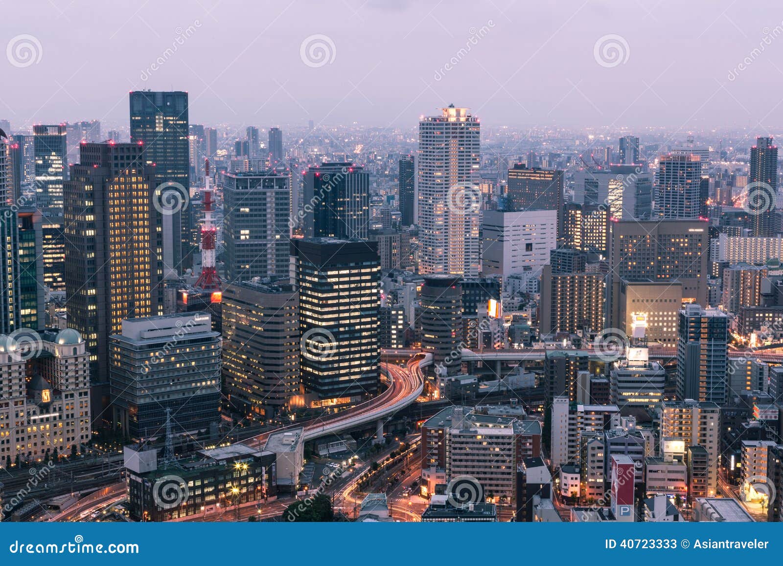 Blue Osaka stock image. Image of view, density, crowded - 40723333