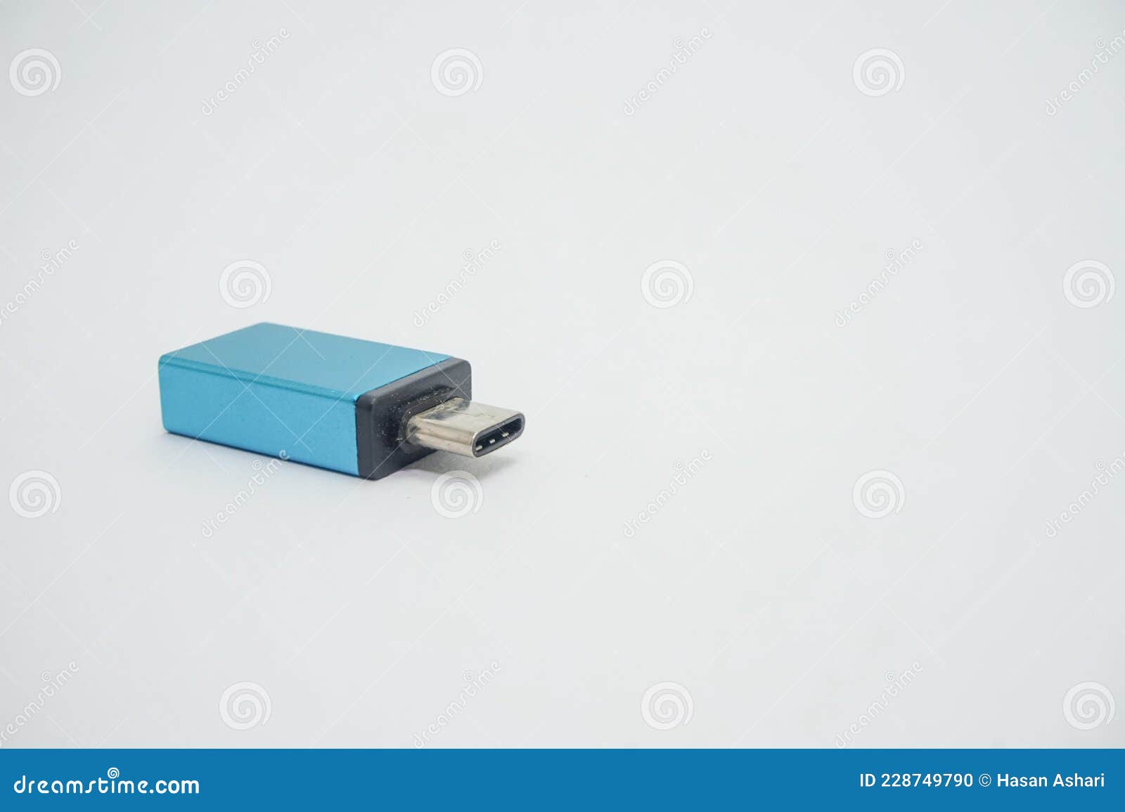 Blue OTG USB Type C Adapter Stock Photo - Image of lighting, multimedia ...