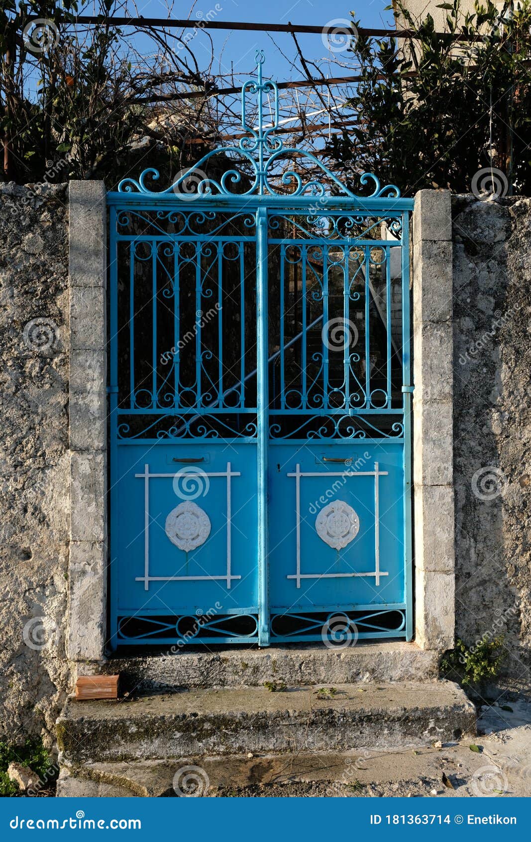 Blue outdoor main gate stock photo. Image of blue, gate - 181363714