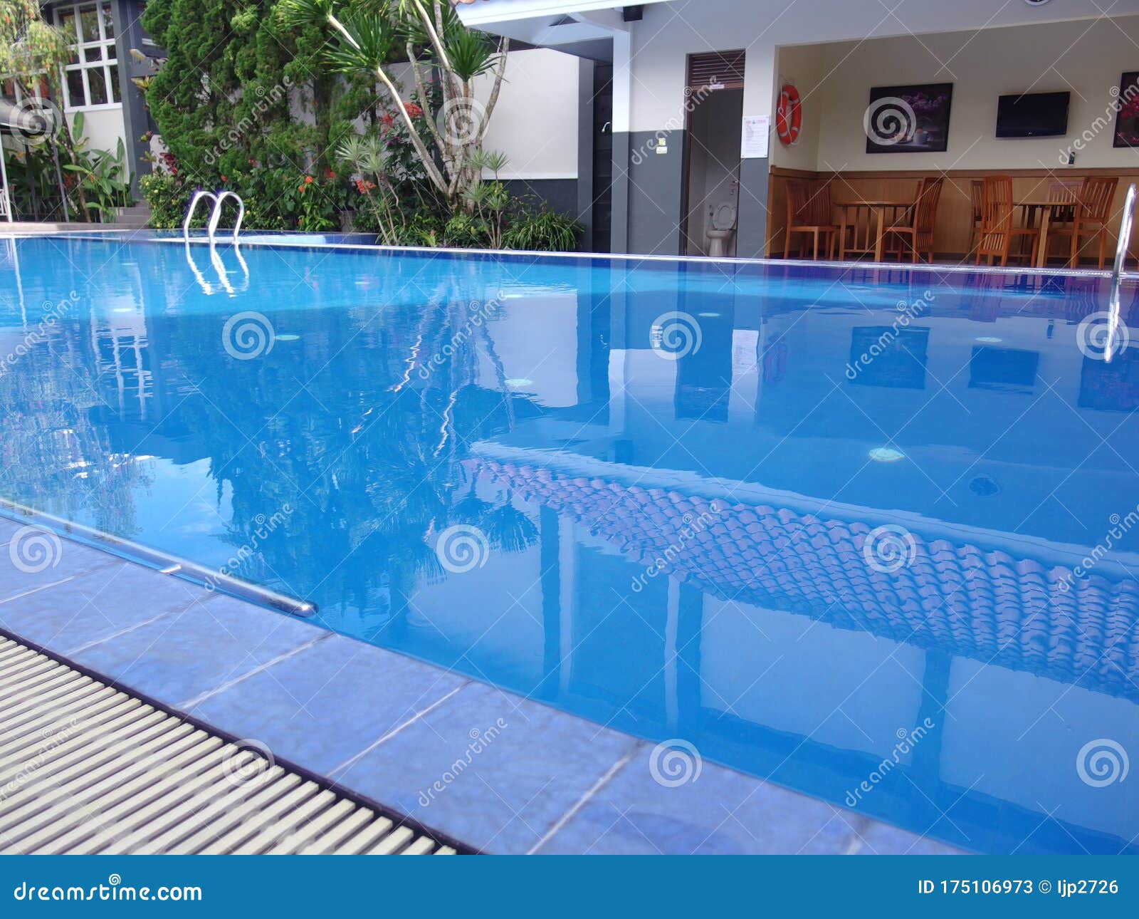 Blue Swiming Pool with Clear Clean Fresh Water Stock Image - Image of ...