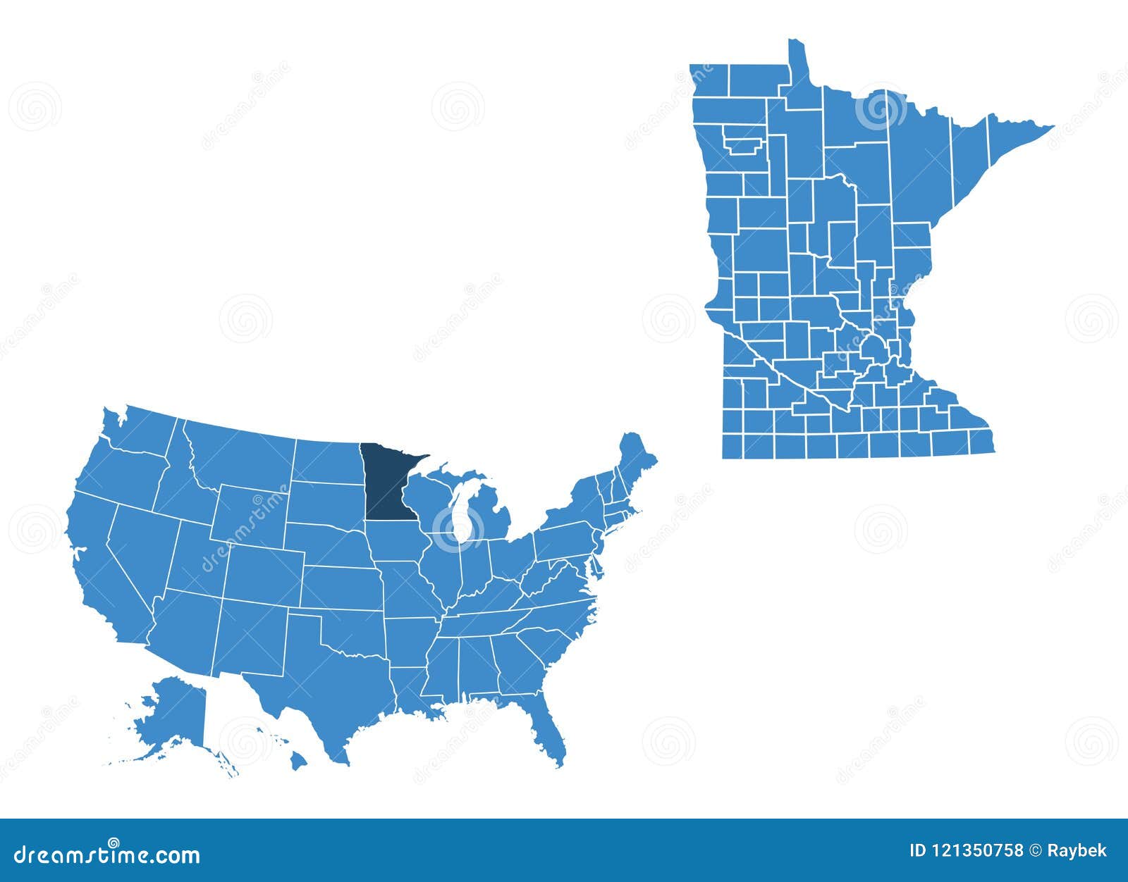 Minnesota State Map, USA. Set Of Minnesota Maps With Outline Border ...