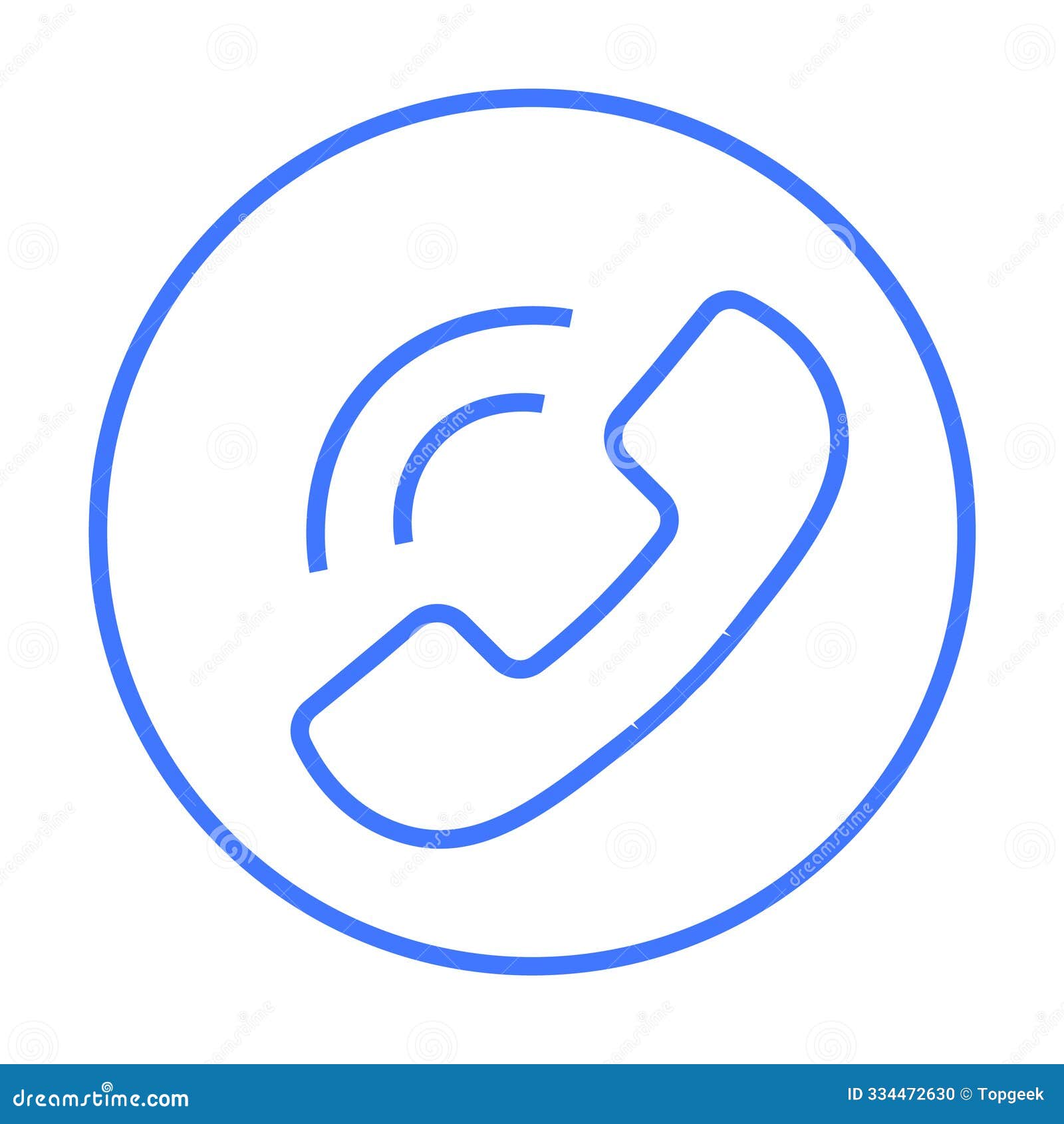Blue Outline of Ringing Phone Receiver within Circle Signifying ...