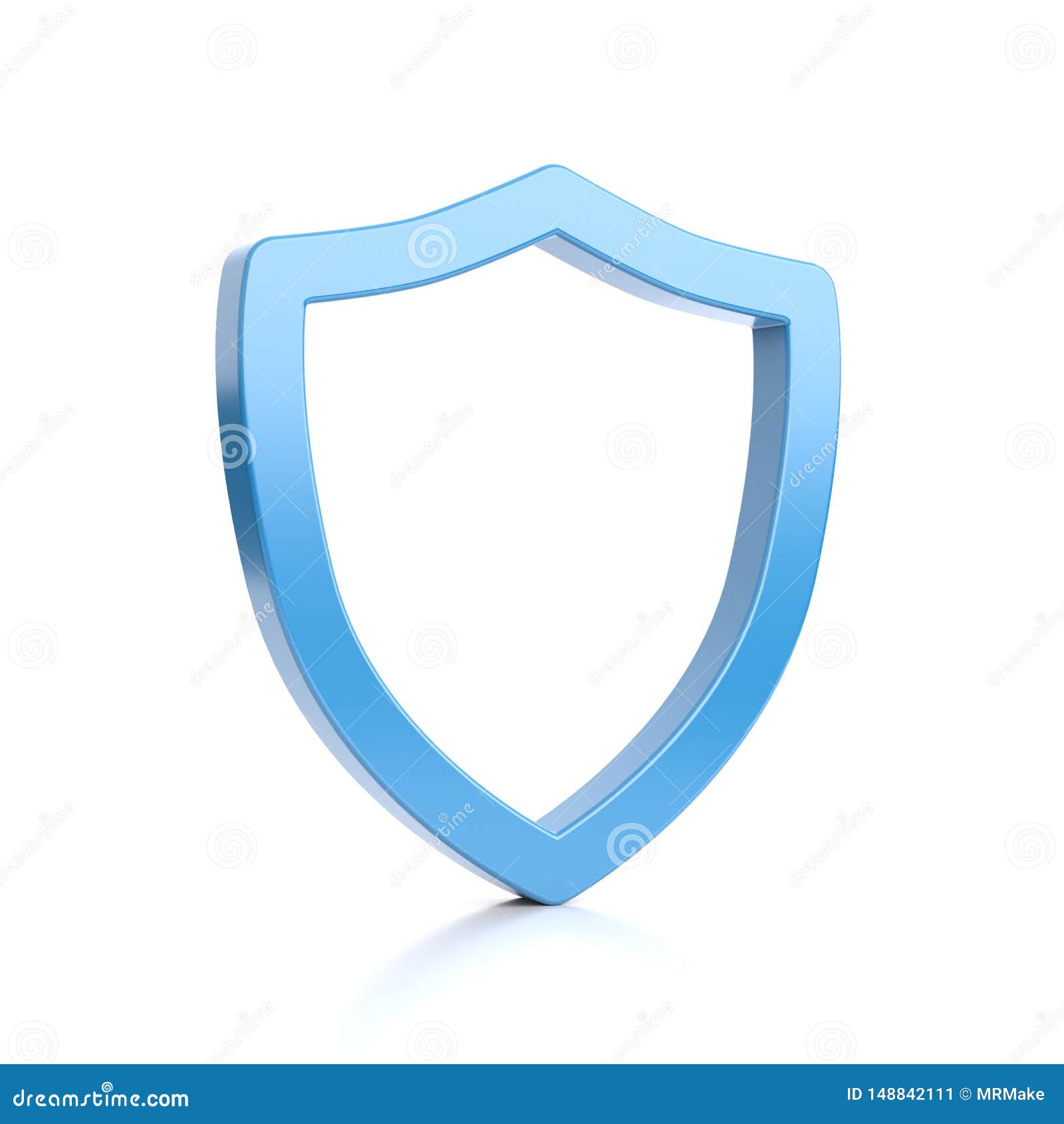 Blue Outline Shield Shape on White Stock Illustration - Illustration of ...