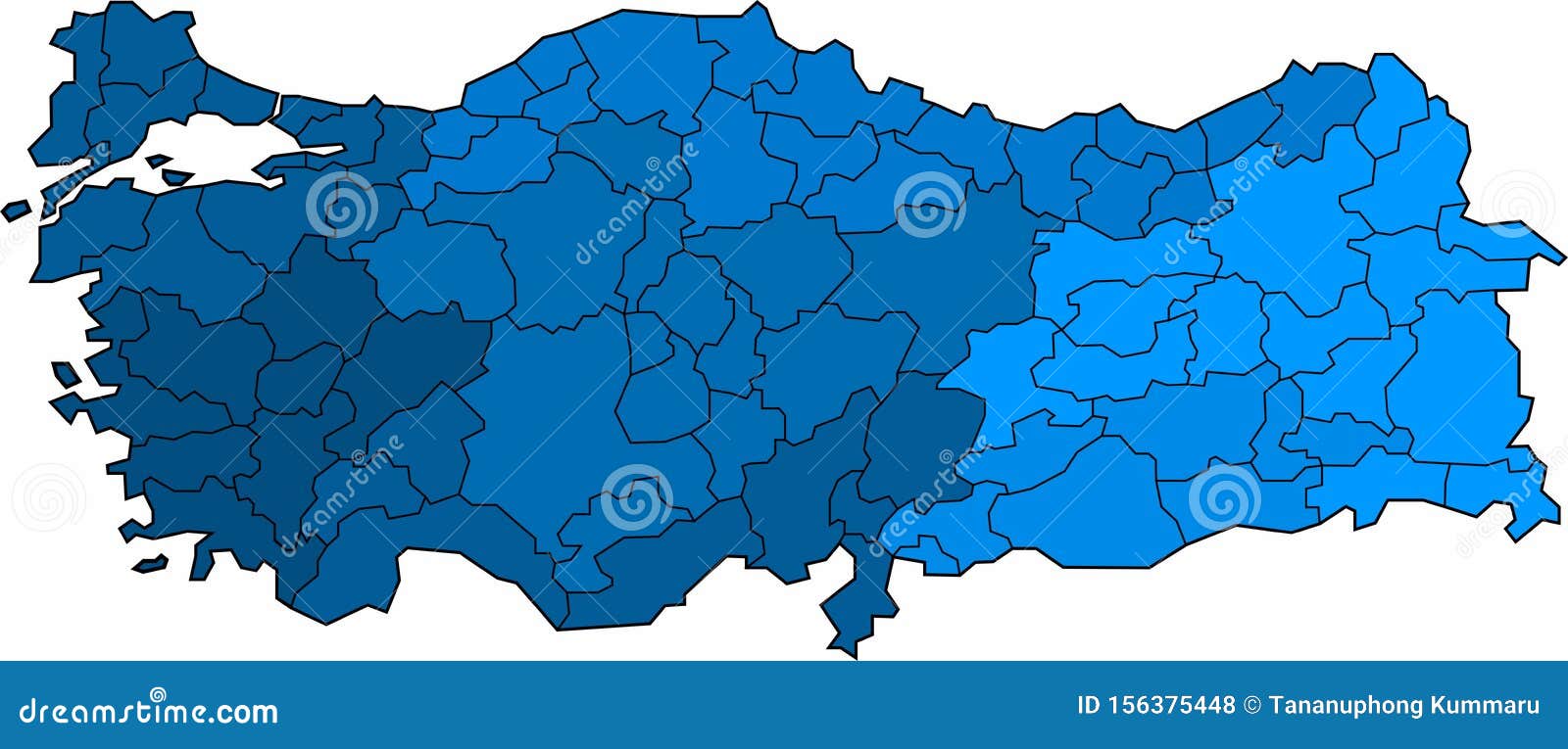 Blue Outline Turkey Map On White Background. Vector Illustration Stock ...