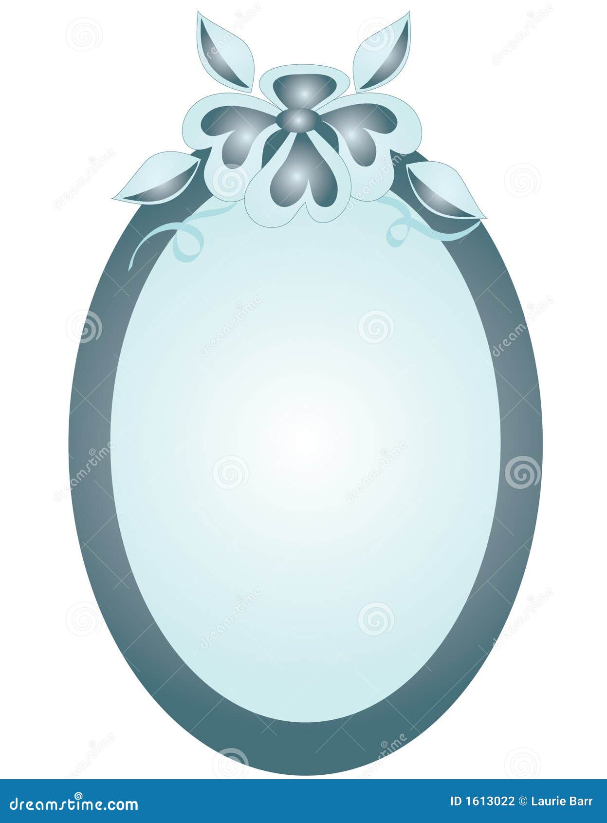 Blue Oval Floral Frame stock illustration. Illustration of flower - 1613022