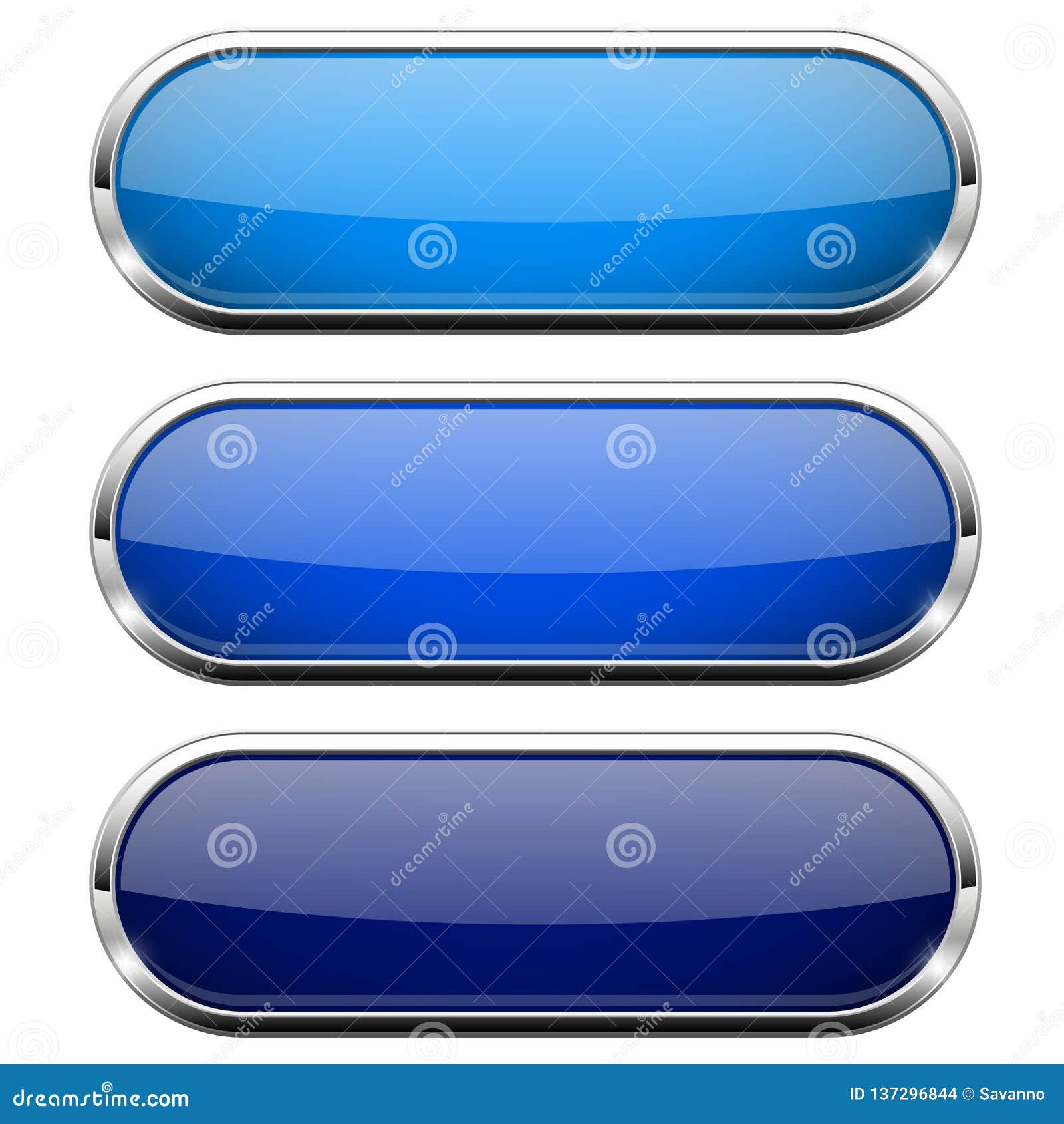 Blue Oval Web Buttons. with Metal Frame Stock Vector - Illustration of ...