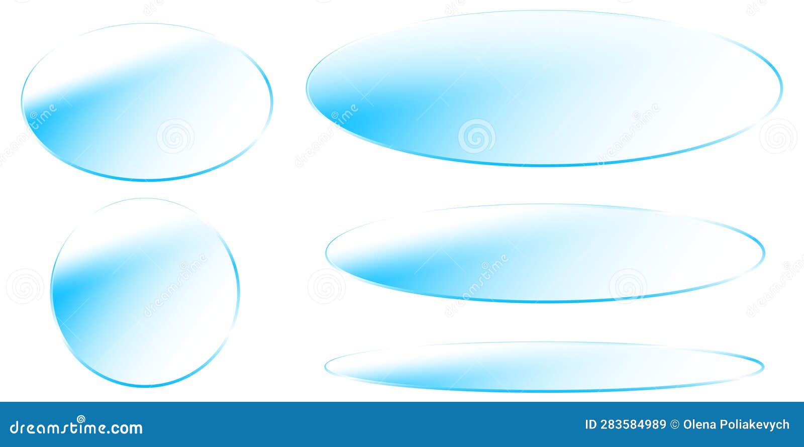 Blue Ovals. Blue Oval Frames. Blue Oval Buttons. Vector Illustration ...