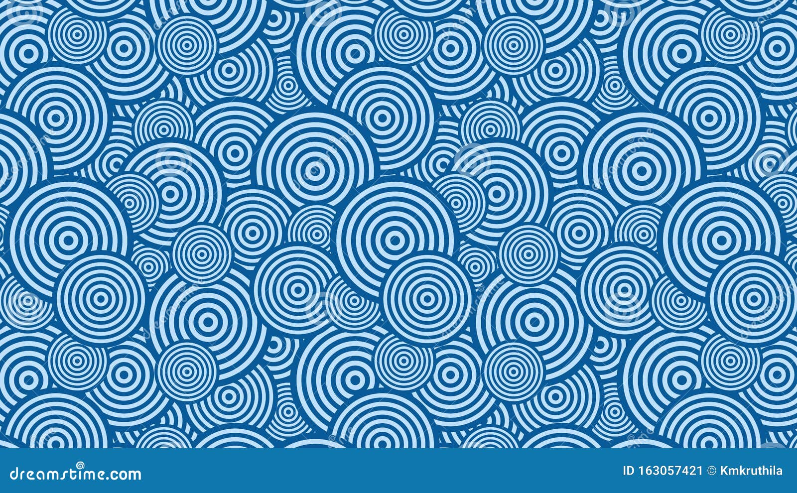 Blue Overlapping Concentric Circles Background Pattern Vector Image ...