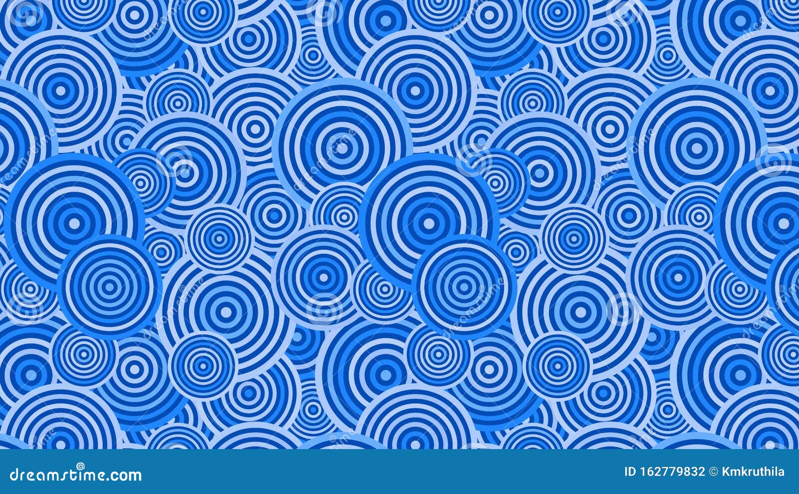 Blue Overlapping Concentric Circles Pattern Background Vector Graphic ...