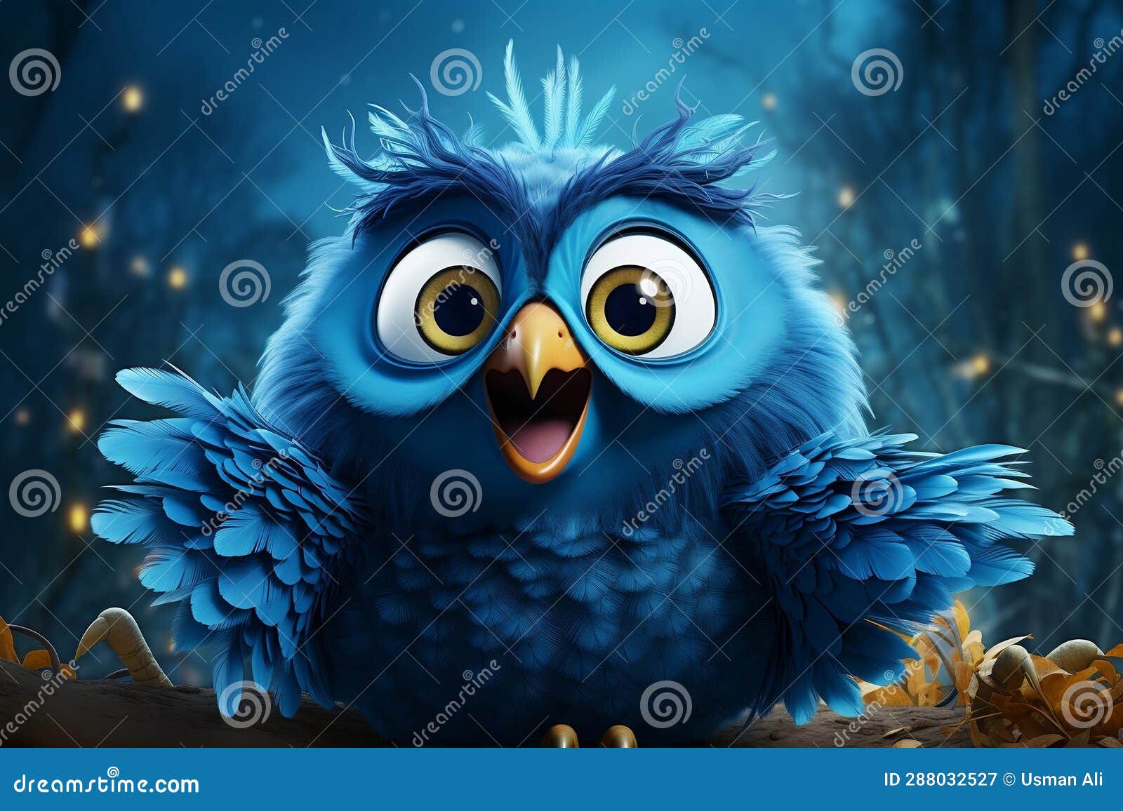 Blue Owl a Cartoon Character Illustration. AI Stock Illustration ...