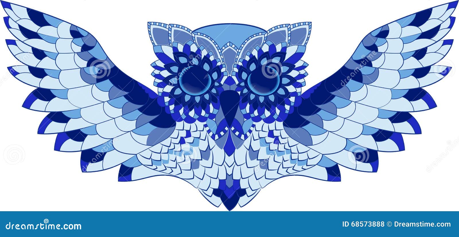 Blue owl stock vector. Illustration of design, color - 68573888