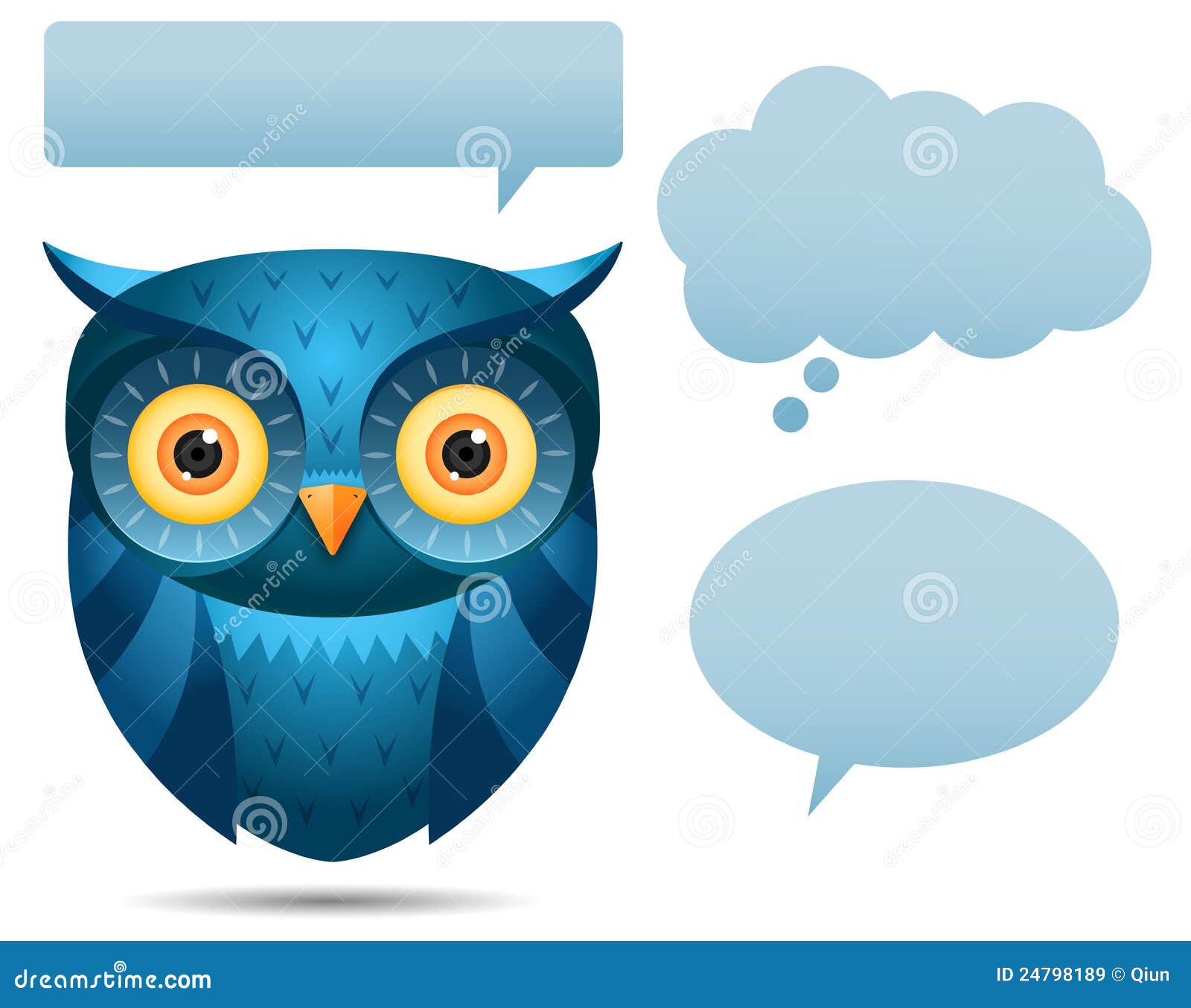 Blue Owl and talk bubble stock vector. Illustration of vector - 24798189