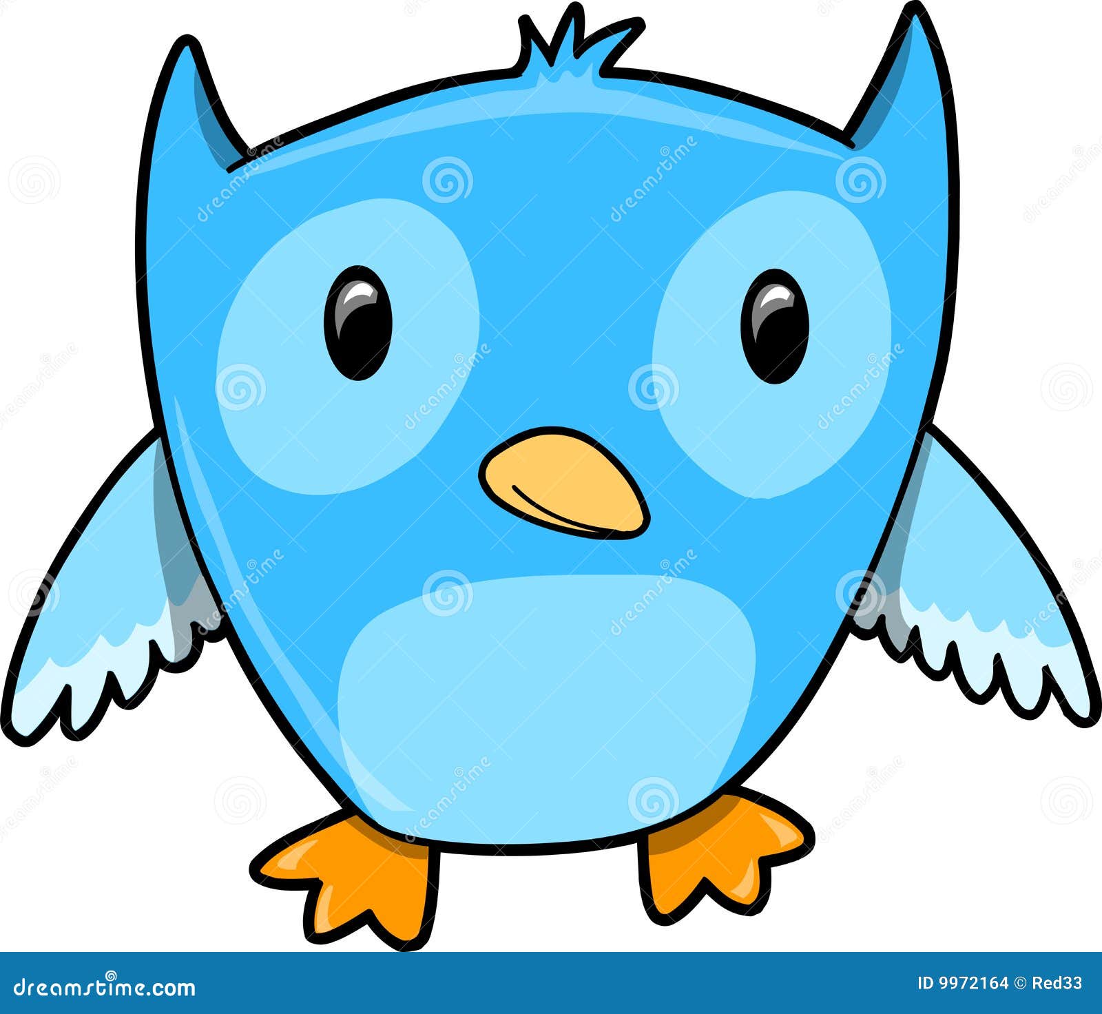 Blue Owl Vector Illustration Stock Vector - Illustration of adorable ...