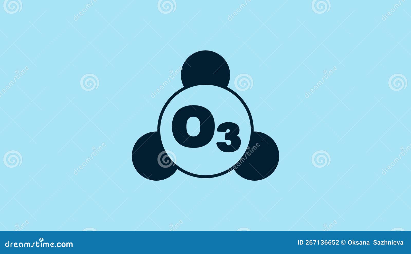 Blue Ozone Molecule Icon Isolated on Blue Background. Ozone, O3 ...