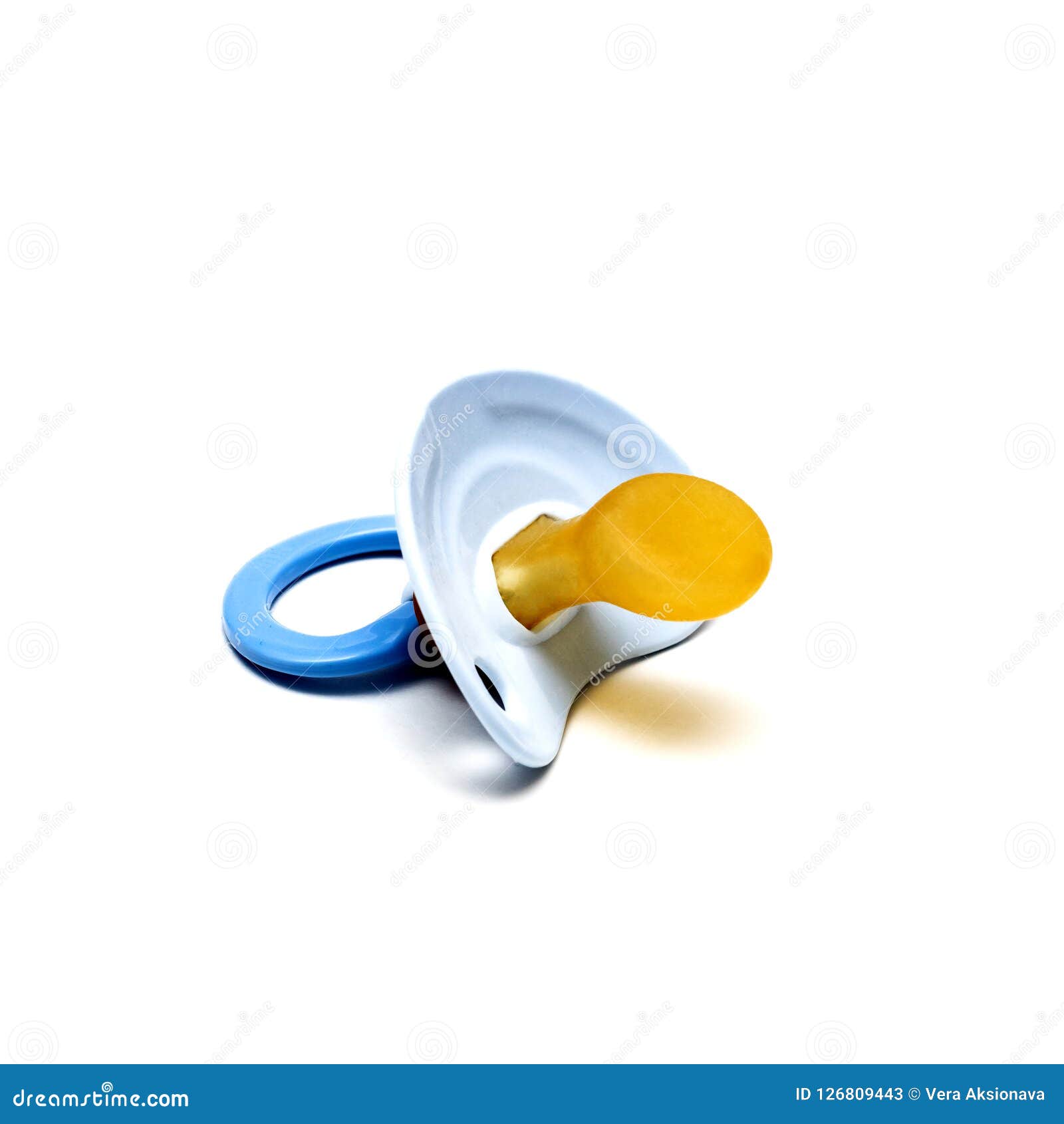 Blue Pacifier for Baby on White Background Stock Image - Image of close ...