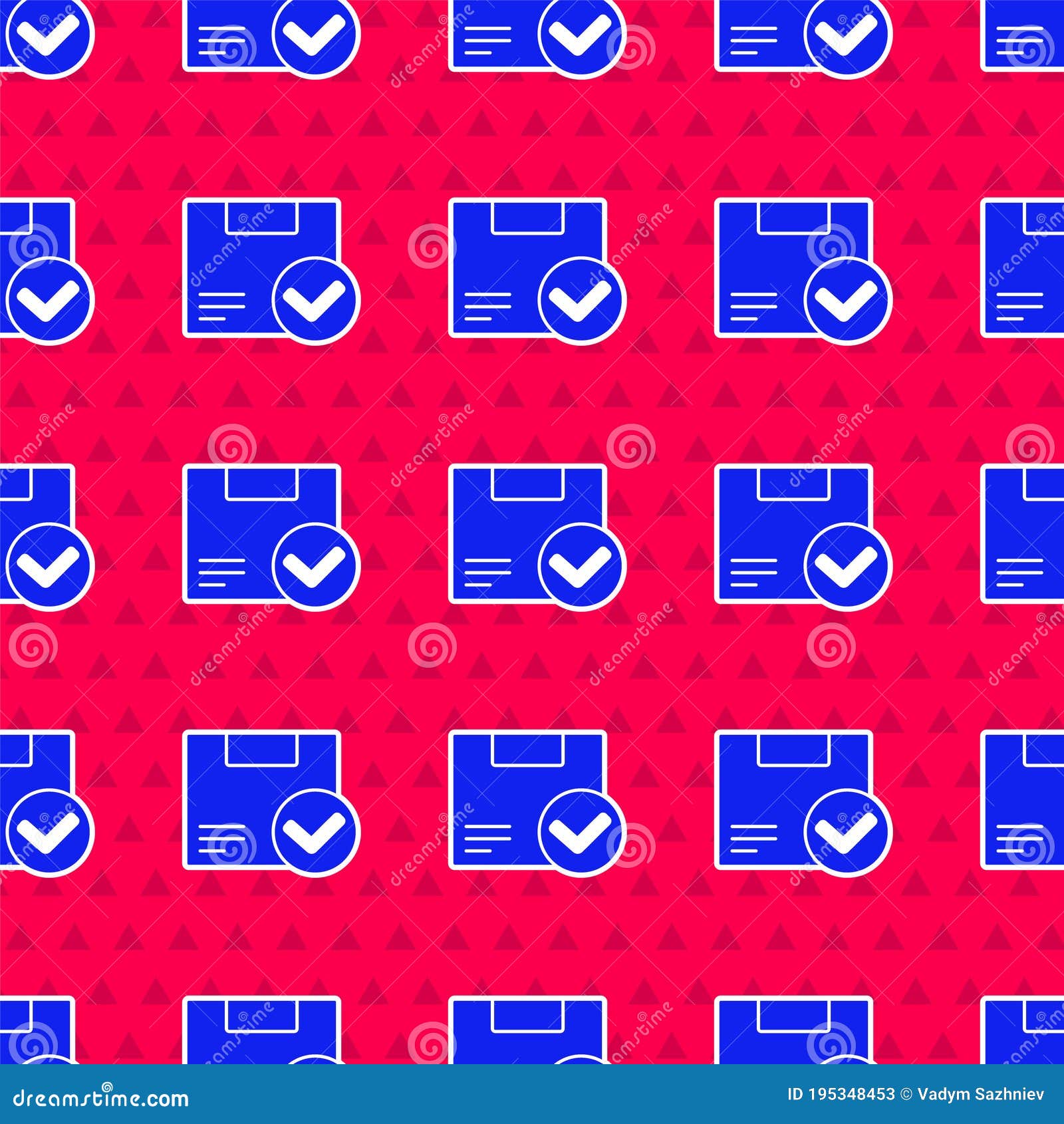 Blue Package Box With Check Mark Icon Isolated On Green Background ...