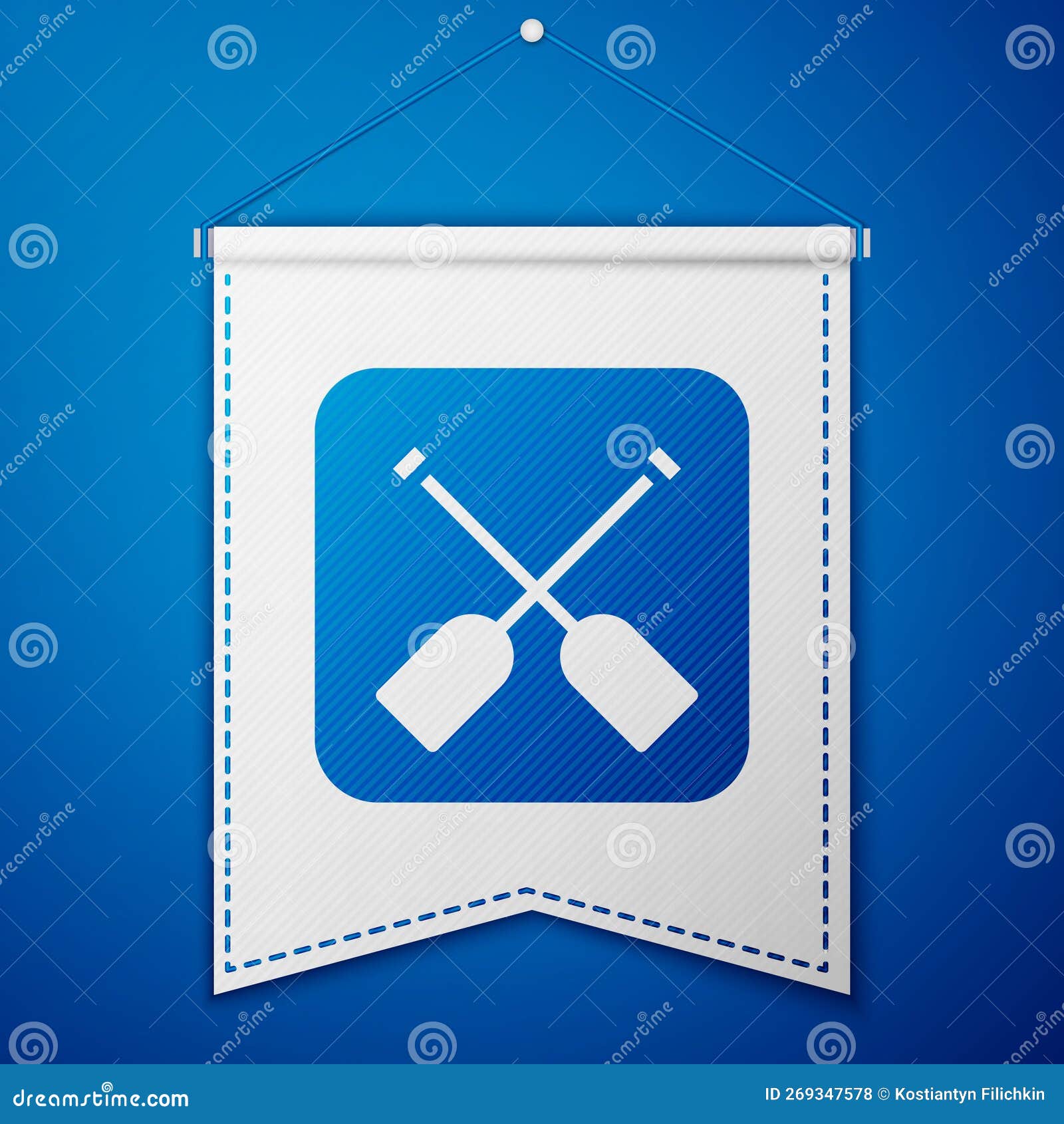 Blue Paddle Icon Isolated on Blue Background. Paddle Boat Oars. White ...