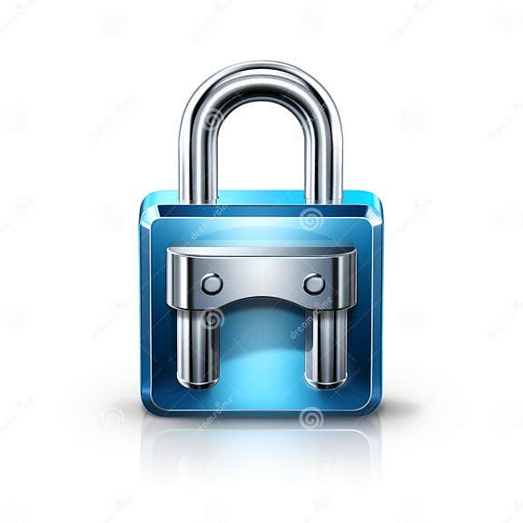 A Blue Padlock Icon on a White Background Stock Illustration ...