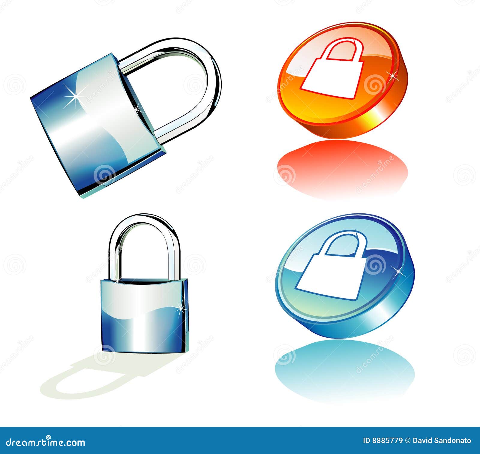 Blue Padlock icons stock vector. Illustration of modern - 8885779