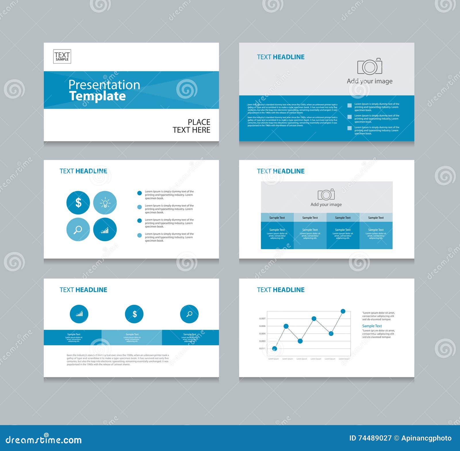 Blue Page Layout Design Template for Presentation Stock Vector ...