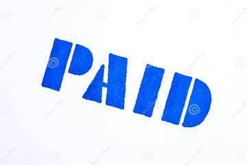 Blue paid stamp on white stock photo. Image of rubber - 11815998