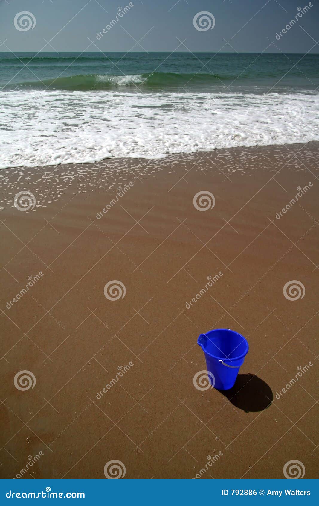 Blue pail on the beach stock photo. Image of recreation - 792886