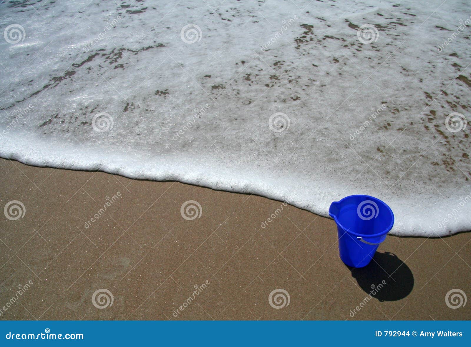 Blue pail on the beach stock photo. Image of coastal, break - 792944