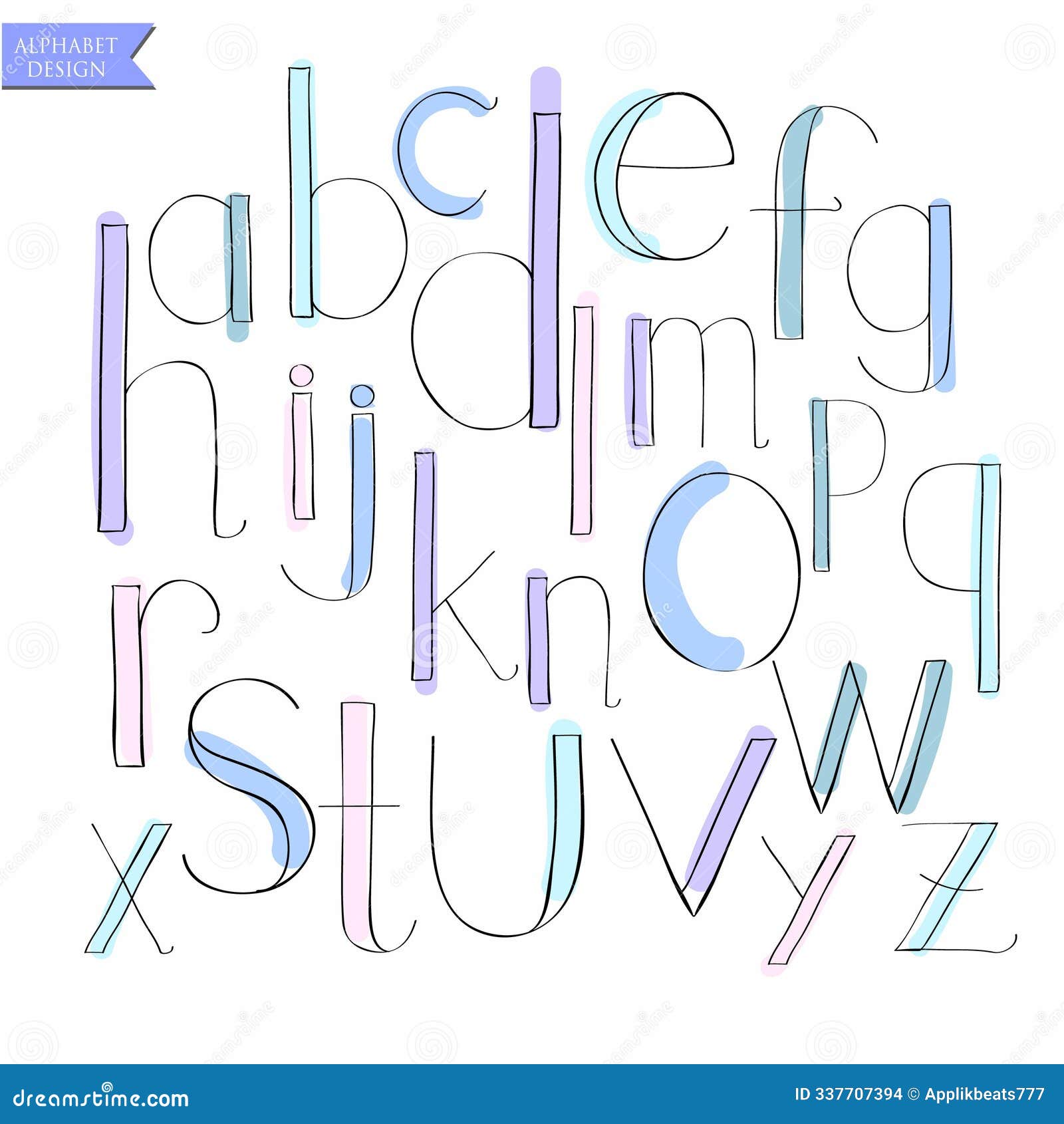 Blue Paint Alphabet Letter.lowercase Graphic Font Stock Illustration ...