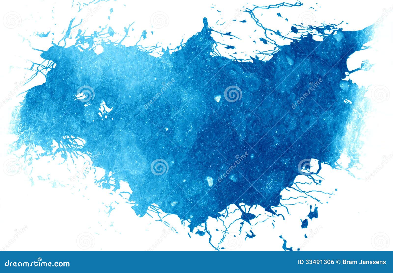 Blue Paint Splatter Border Frame With Room For Writing On A White ...