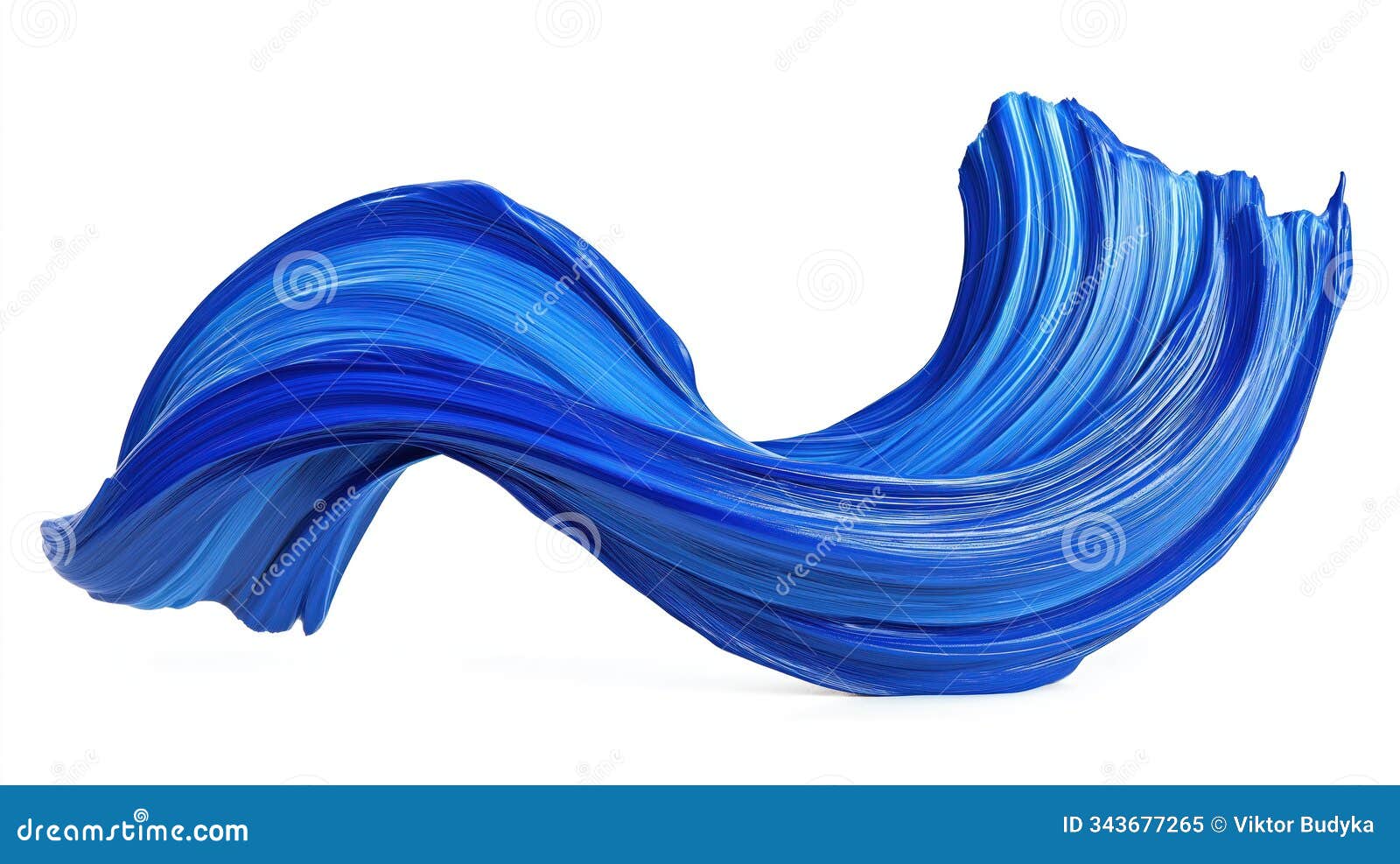 Blue Paint Brush Stroke with Twisted Texture on Isolated Background ...