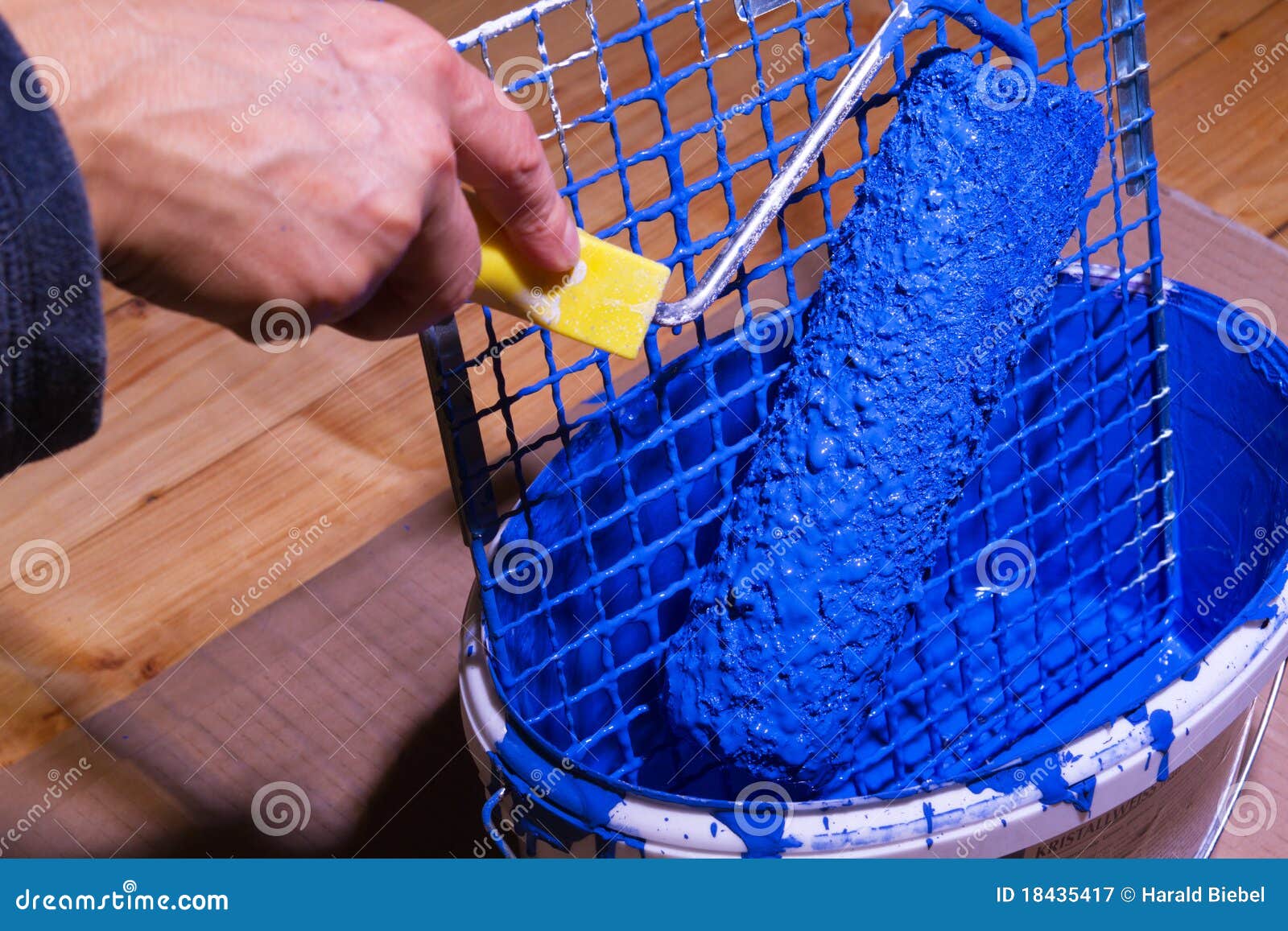 Blue paint in a bucket stock image. Image of home, living - 18435417