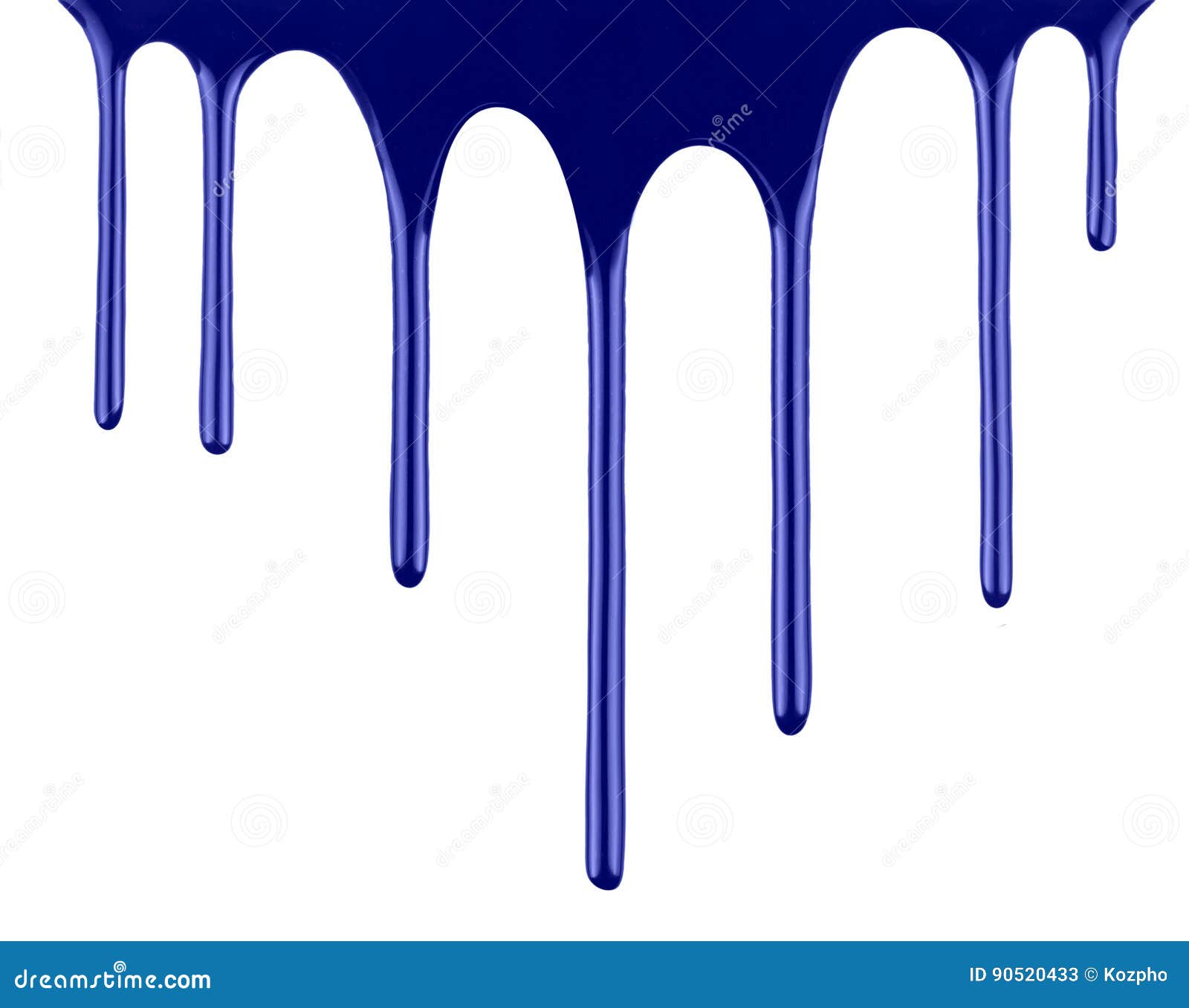 Blue Paint Dripping Isolated Over White Stock Image - Image of drip ...