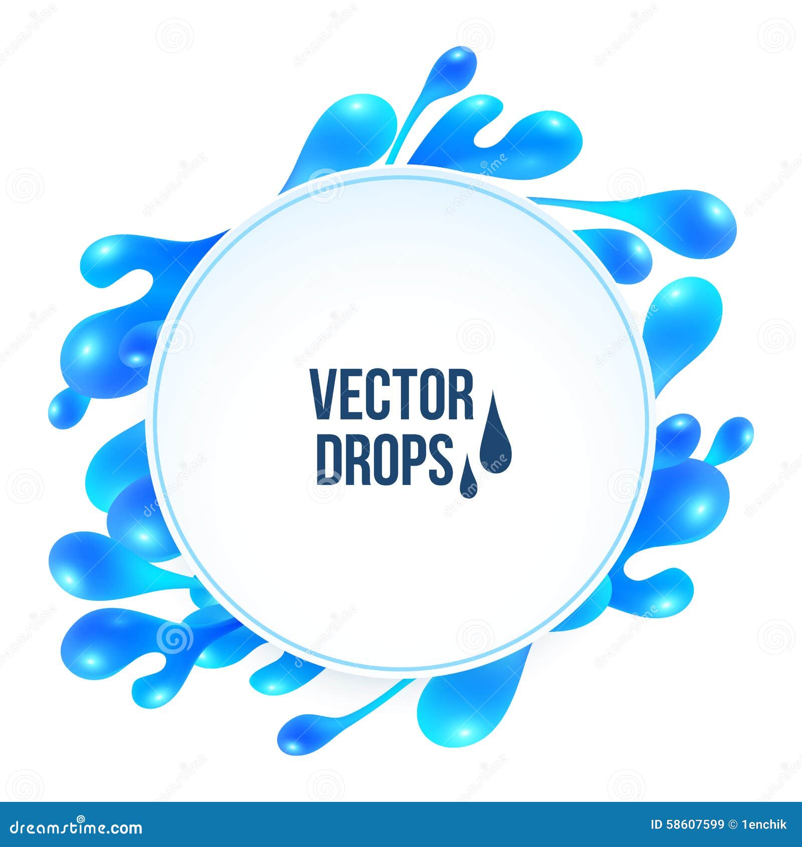 Blue Paint Drops Splash with Round Paper Banner Stock Vector ...
